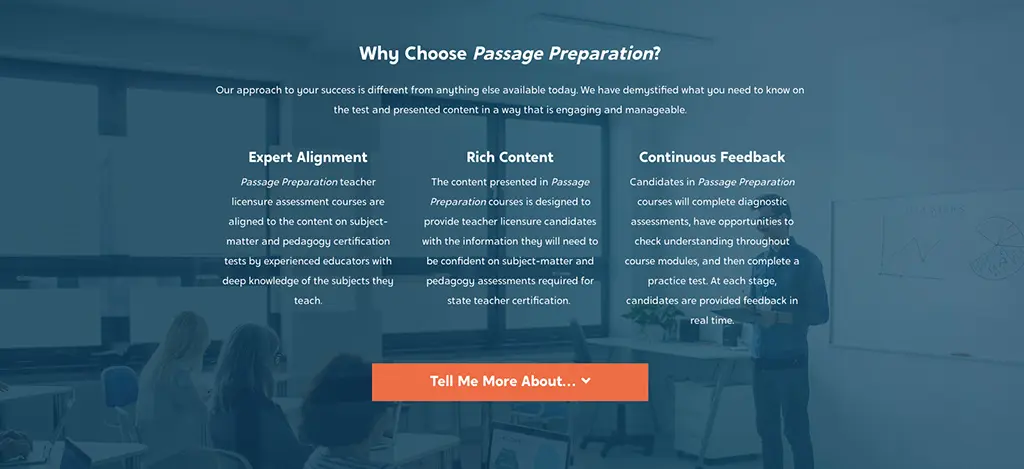 Website case study for Passage Preparation - CYBERsprout