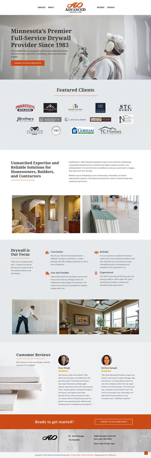 Web Design & Development project for Advanced Drywall - CYBERsprout