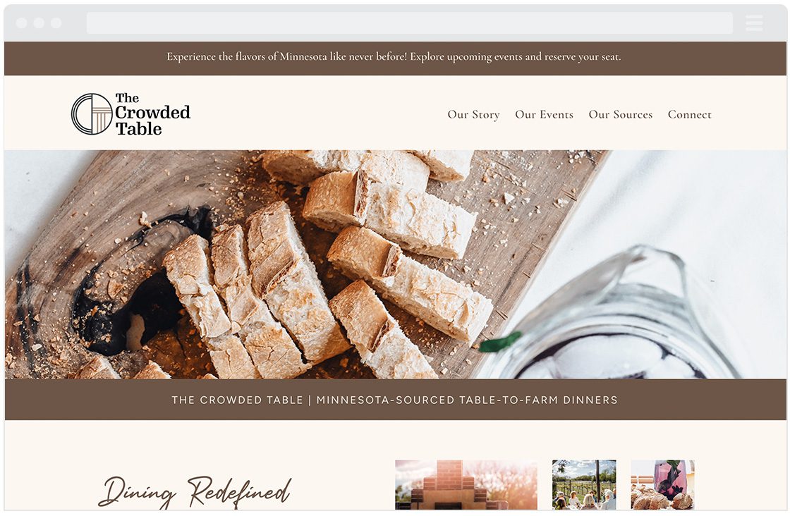 Web Design & Development project for The Crowded Table - CYBERsprout