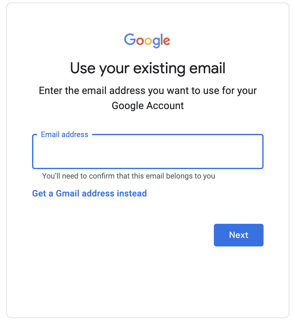 How to create a Google account with your current email address ...